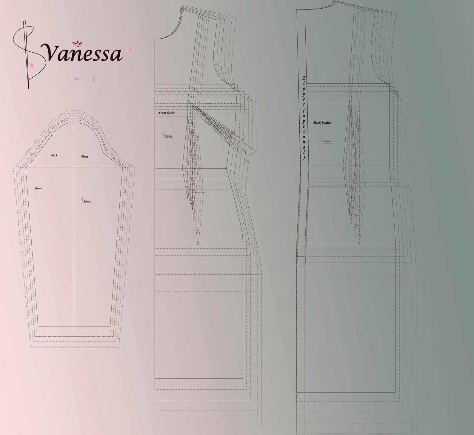 Dress Block PATTERN Female Pattern Body With Sleeve 6 SIZES Downlad PDF ...