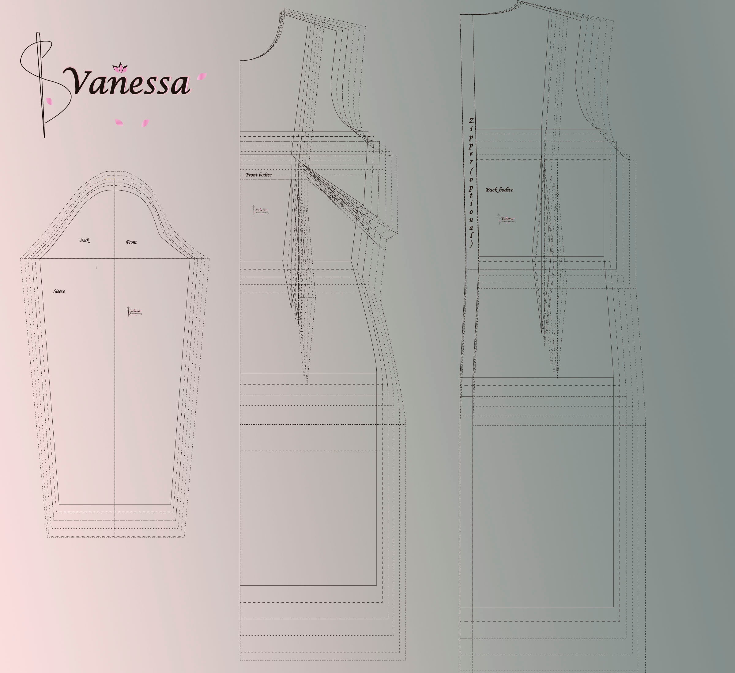 Dress Block PATTERN Female Pattern Body With Sleeve 6 SIZES Downlad PDF ...