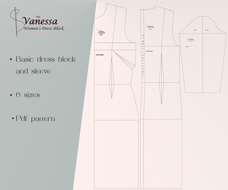 Dress Block PATTERN Female Pattern Body With Sleeve 6 SIZES Downlad PDF ...