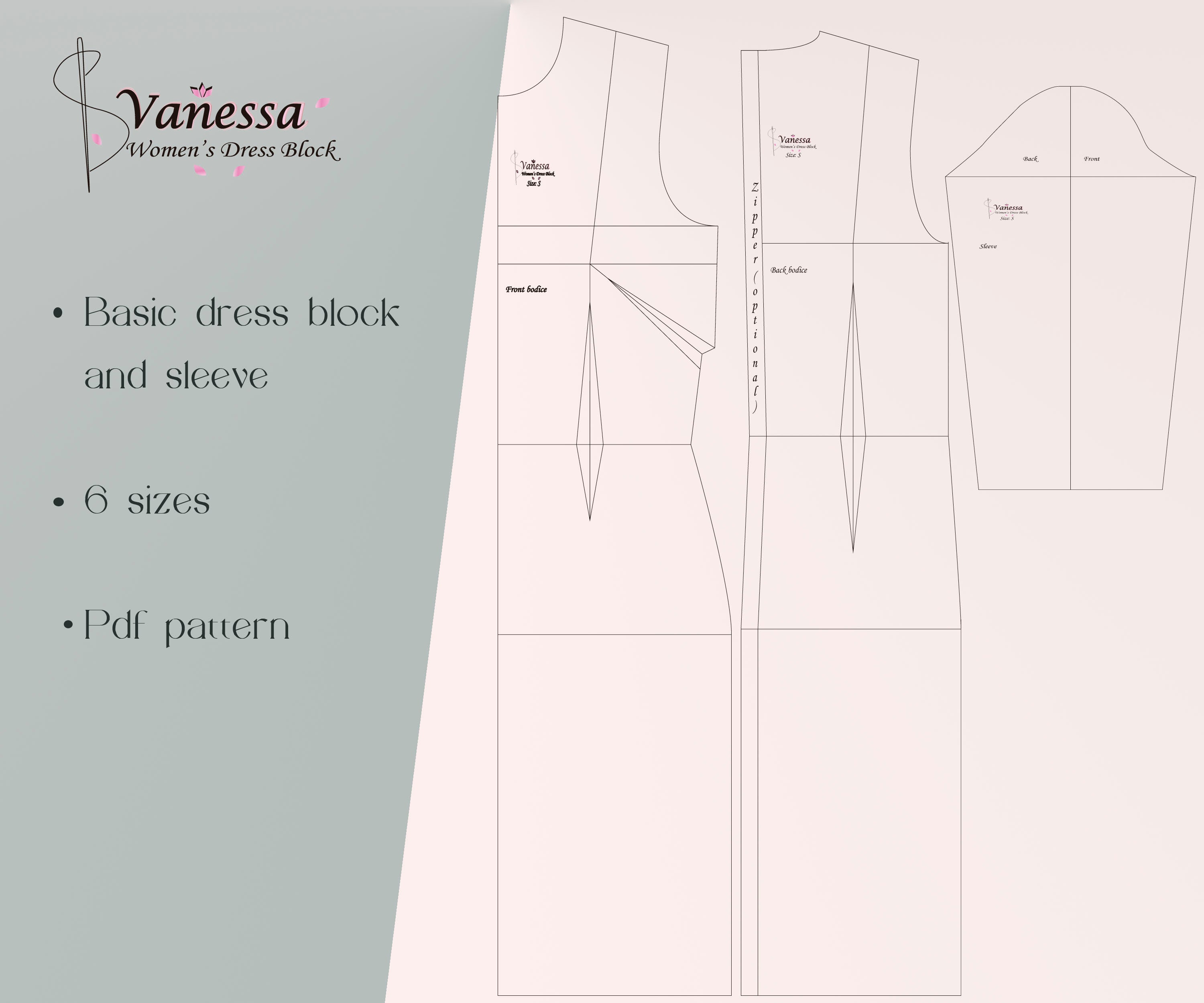 Dress Block PATTERN Female Pattern Body With Sleeve 6 SIZES Downlad PDF ...