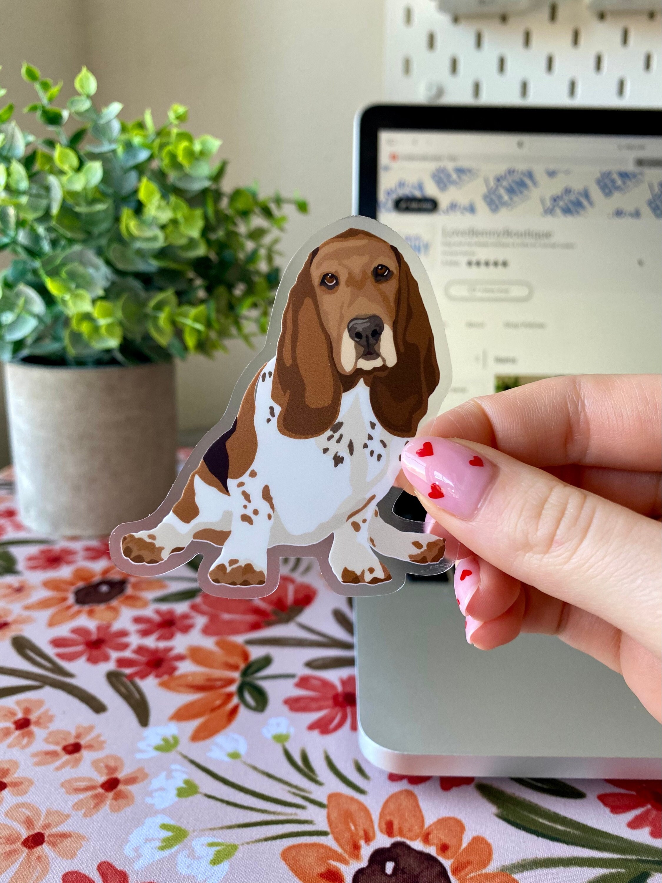 Basset Hound Sticker Decal for Waterbottle Phone and Laptop Removable ...