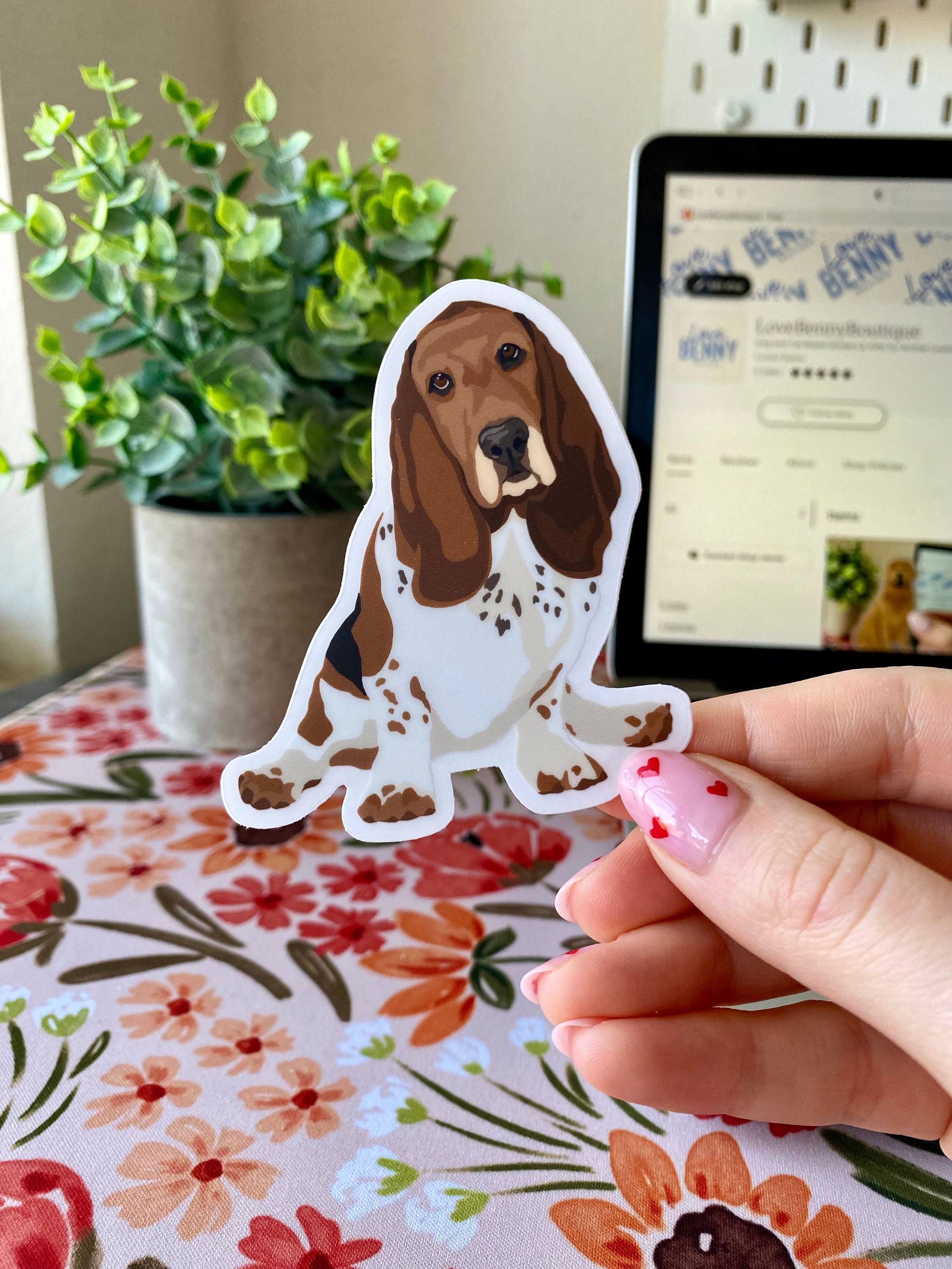 Basset Hound Sticker Decal for Waterbottle Phone and Laptop Removable ...