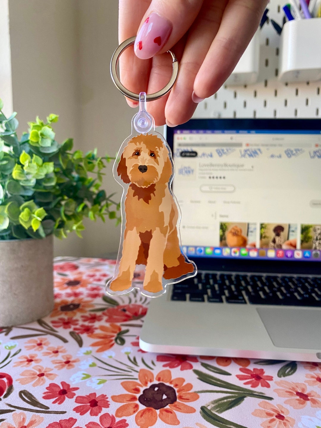 Goldendoodle Acrylic Keychain for Lanyards and Key Rings Perfect for ...