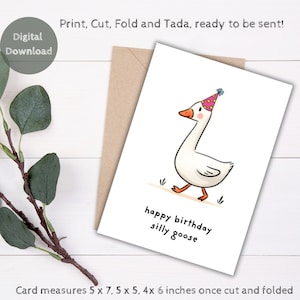 Silly Goose Birthday Card Goose Game Greeting Card, Goose With Party ...