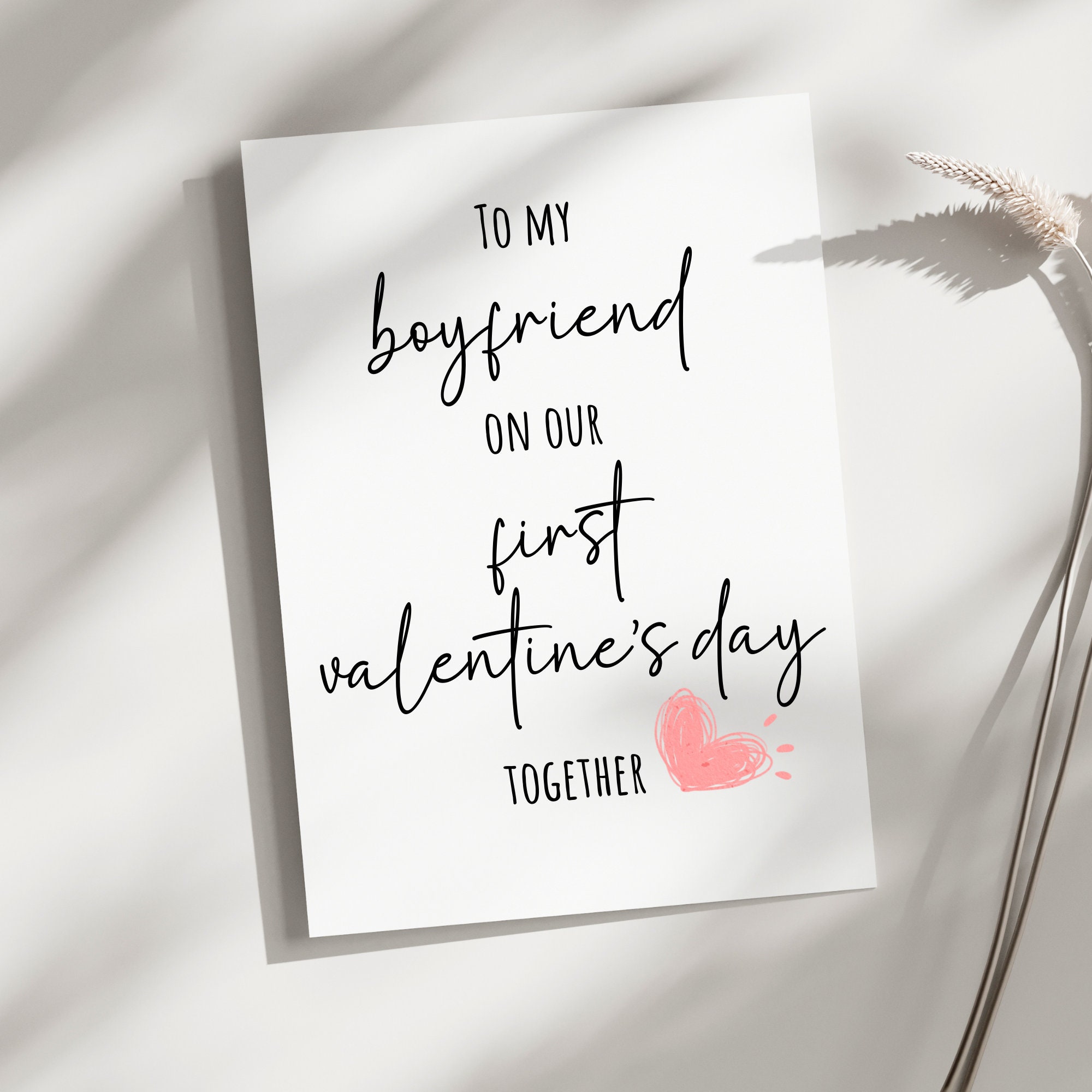 Printable Boyfriend First Valentines Day Card, to My Boyfriend on Our First Valentines Together ...