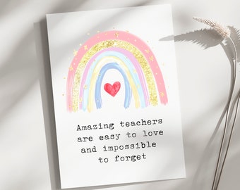Printable Thank You Teacher Appreciation Card Digital Teacher Birthday ...