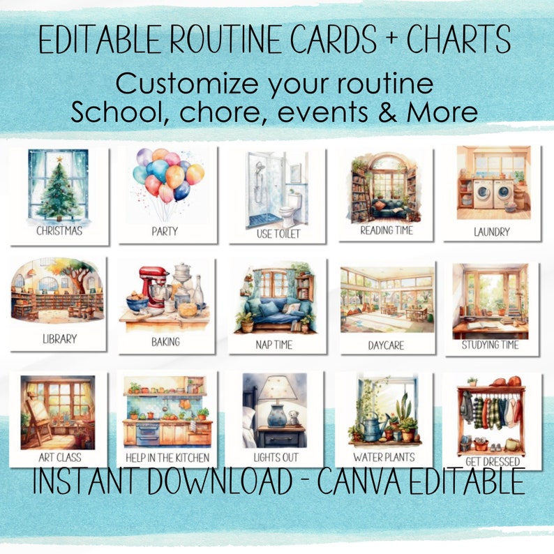 Editable Kids Daily Routine Cards, Morning Evening Routine Board ...