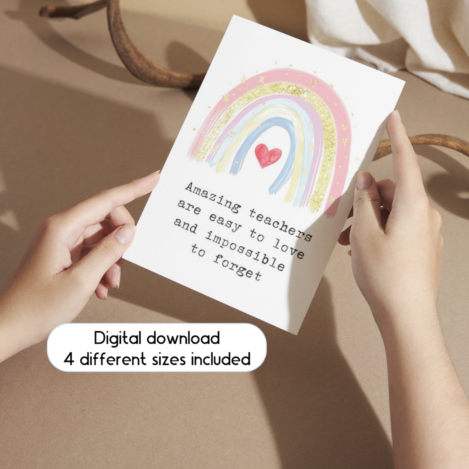 Printable Thank You Teacher Appreciation Card Digital Teacher Birthday ...