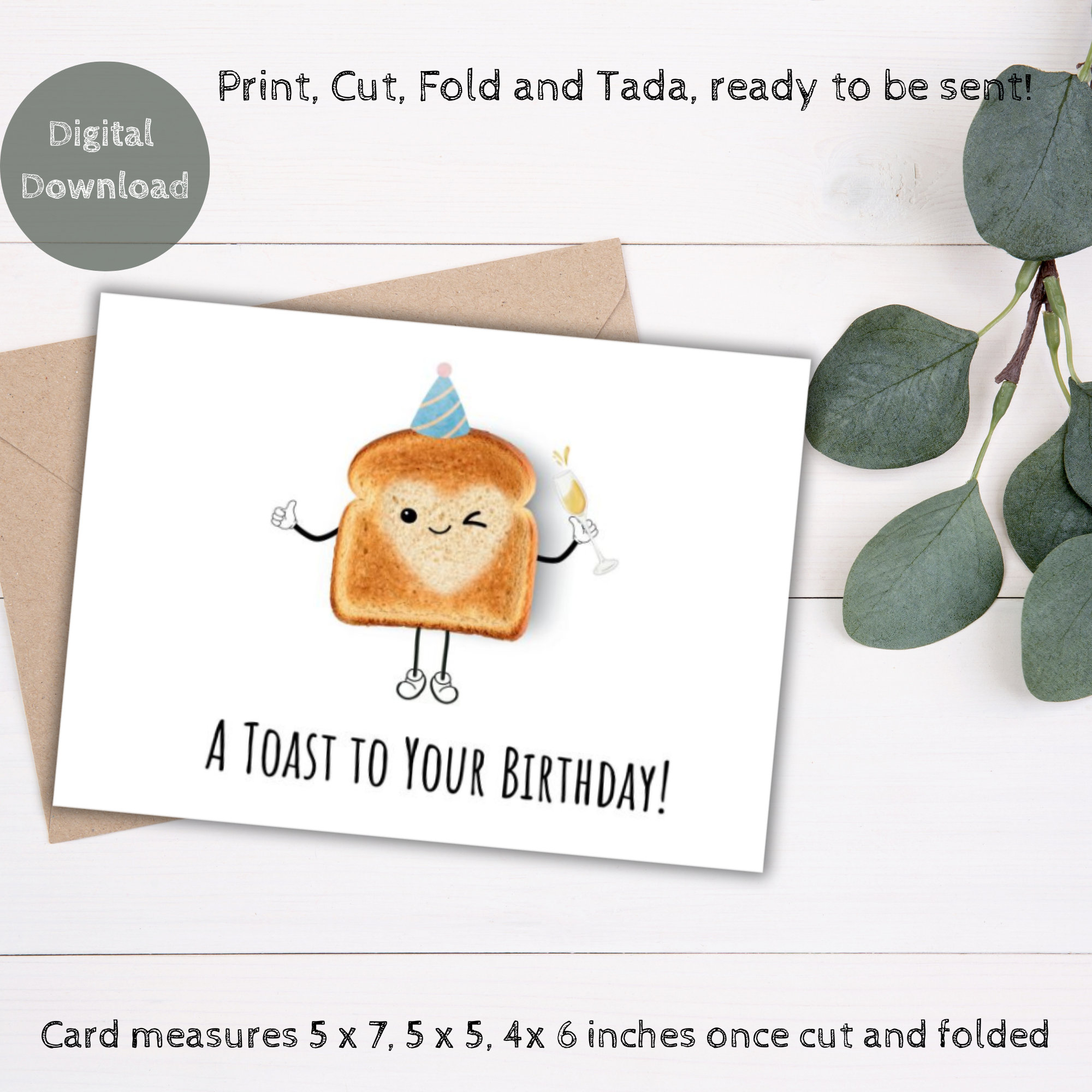 Printable Funny Birthday Card, A Toast to Your Birthday Card, Digital ...
