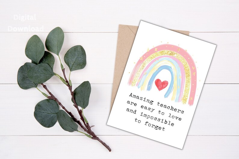 Printable Thank You Teacher Appreciation Card Digital - Etsy