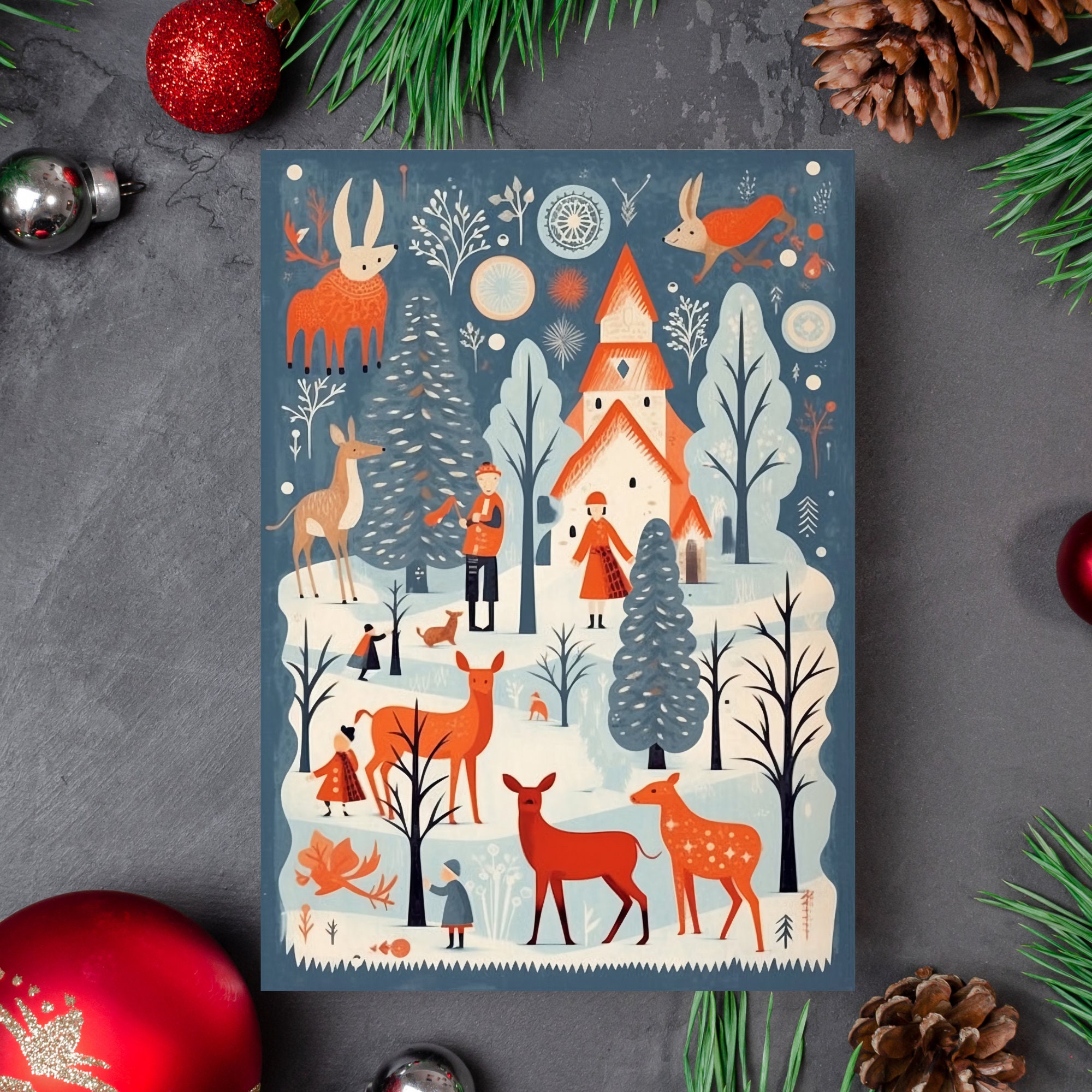Printable Christmas Card Bundle, Merry Christmas Card Set, Happy ...