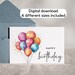 Printable Birthday Card Balloons, Watercolor Balloons Birthday Card ...