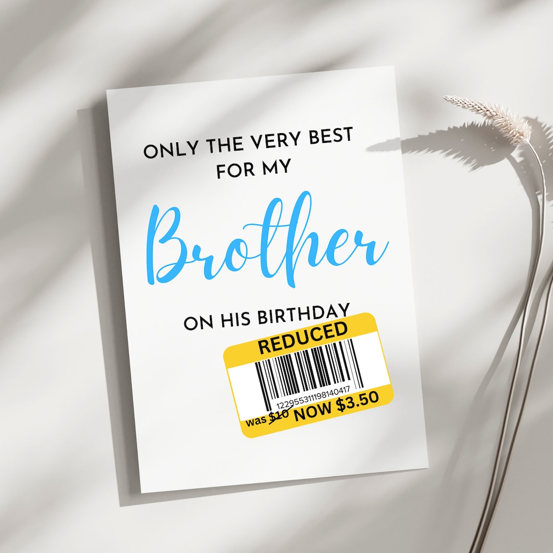 Birthday Card for Brother, Funny Birthday Card Brother Funny Card, Fun ...