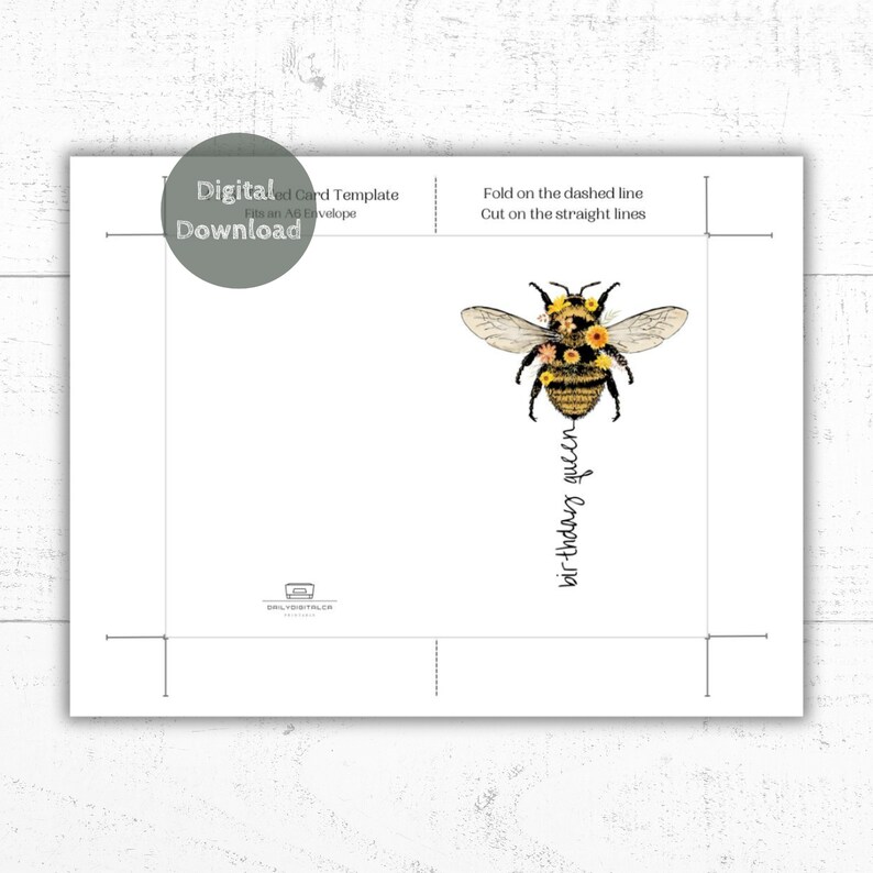 Queen Bee Birthday Card, Birthday Card Queen Bee Bumble Bee Birthday ...