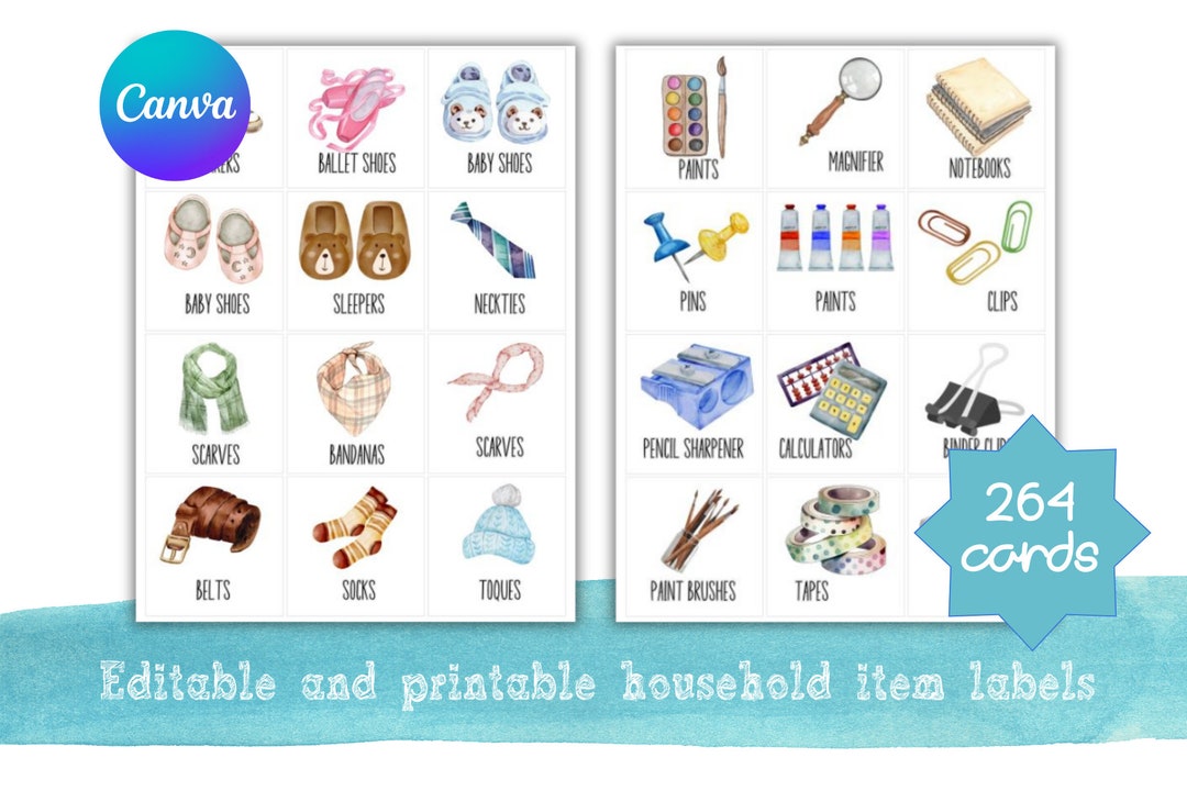 Printable Editable Watercolor Labels, Kids Clothes Dresser Toy ...