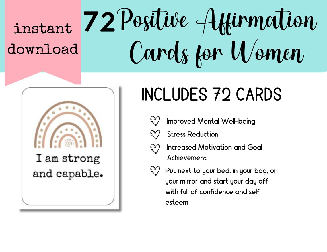 Affirmation Station Cards, Positive Quote Flash Cards, Printable ...