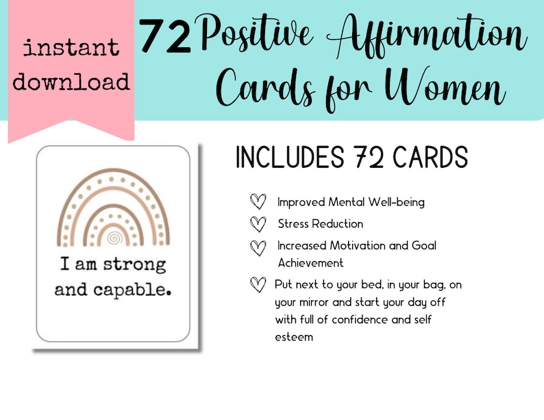 Affirmation Station Cards, Positive Quote Flash Cards, Printable ...