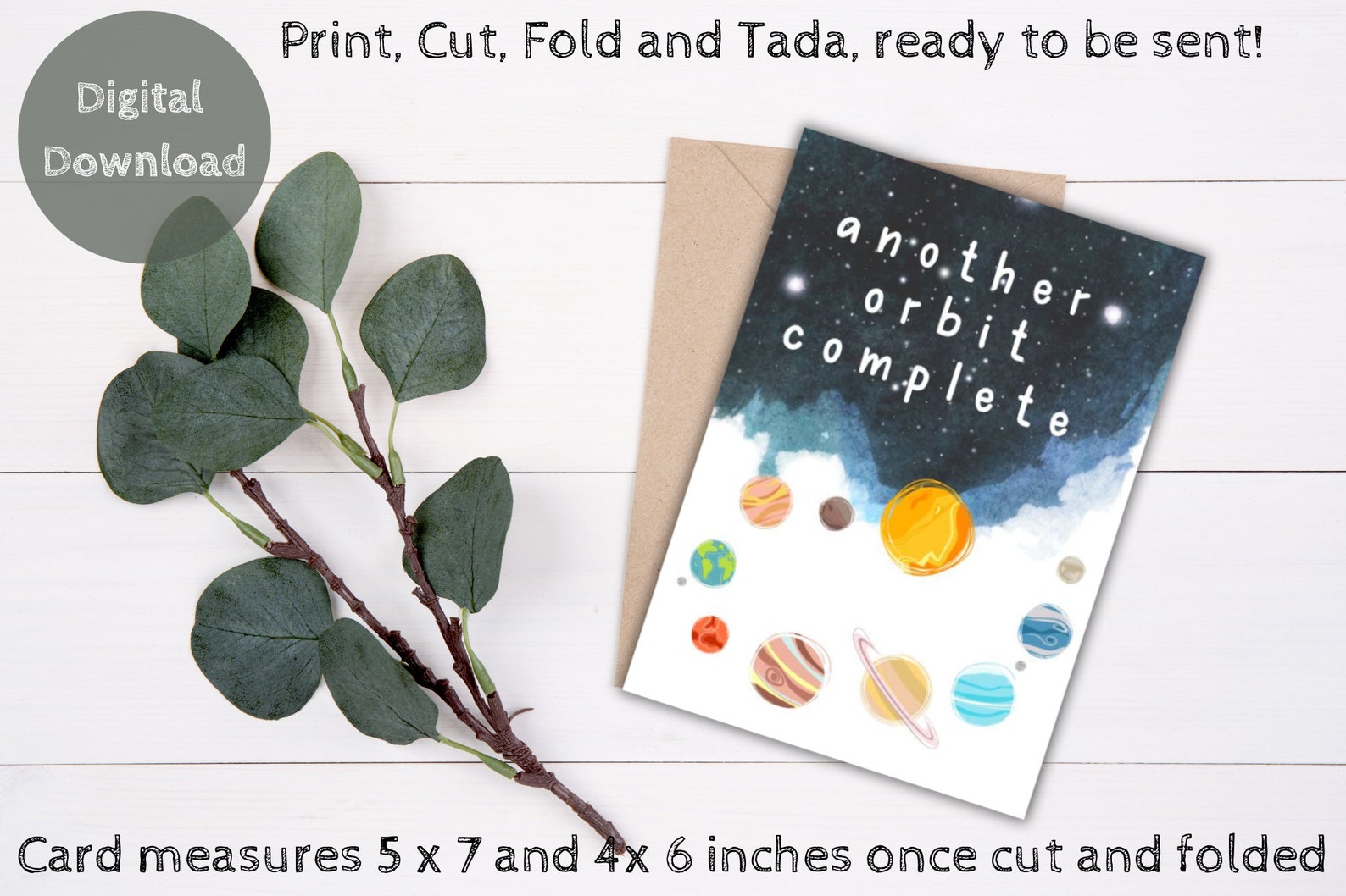 Space Birthday Card Printable Galaxy Theme Printable Solar System ...