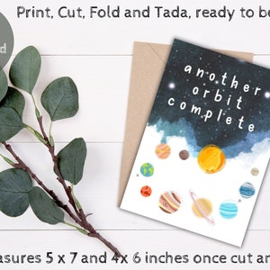 Space Birthday Card Printable Galaxy Theme Printable Solar System ...