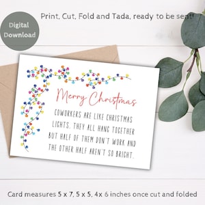 Printable Christmas Card for Coworkers, Funny Work Christmas Card, for ...