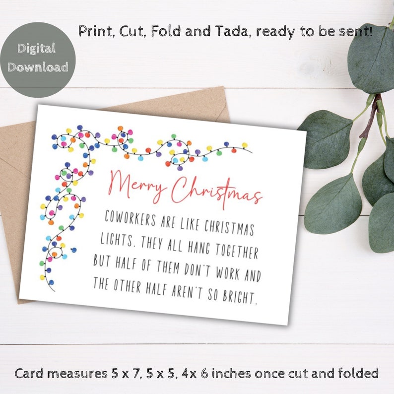 Printable Christmas Card for Coworkers, Funny Work Christmas Card, for ...