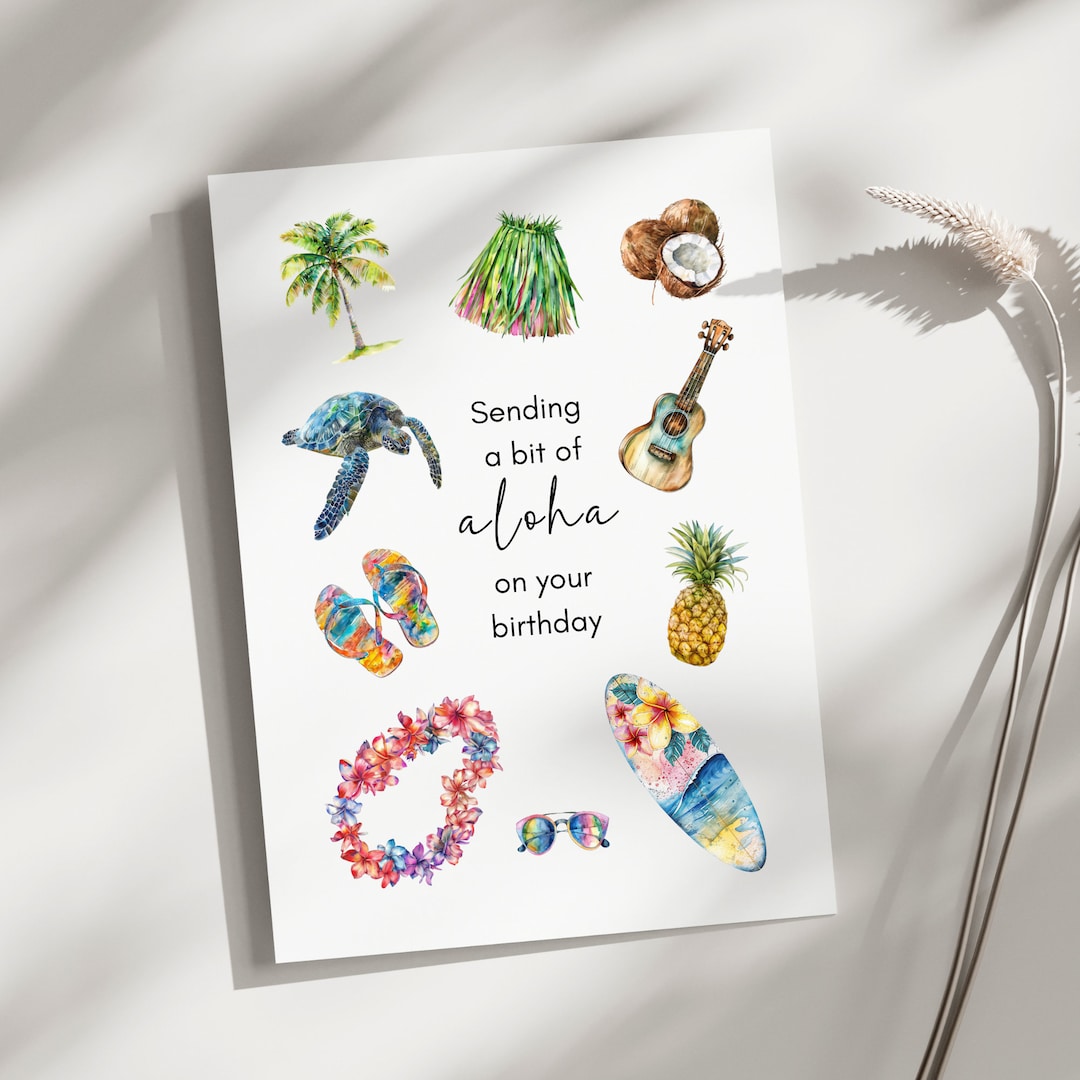 Funny Birthday Card, Hawaiian Birthday Card Aloha Birthday Card ...