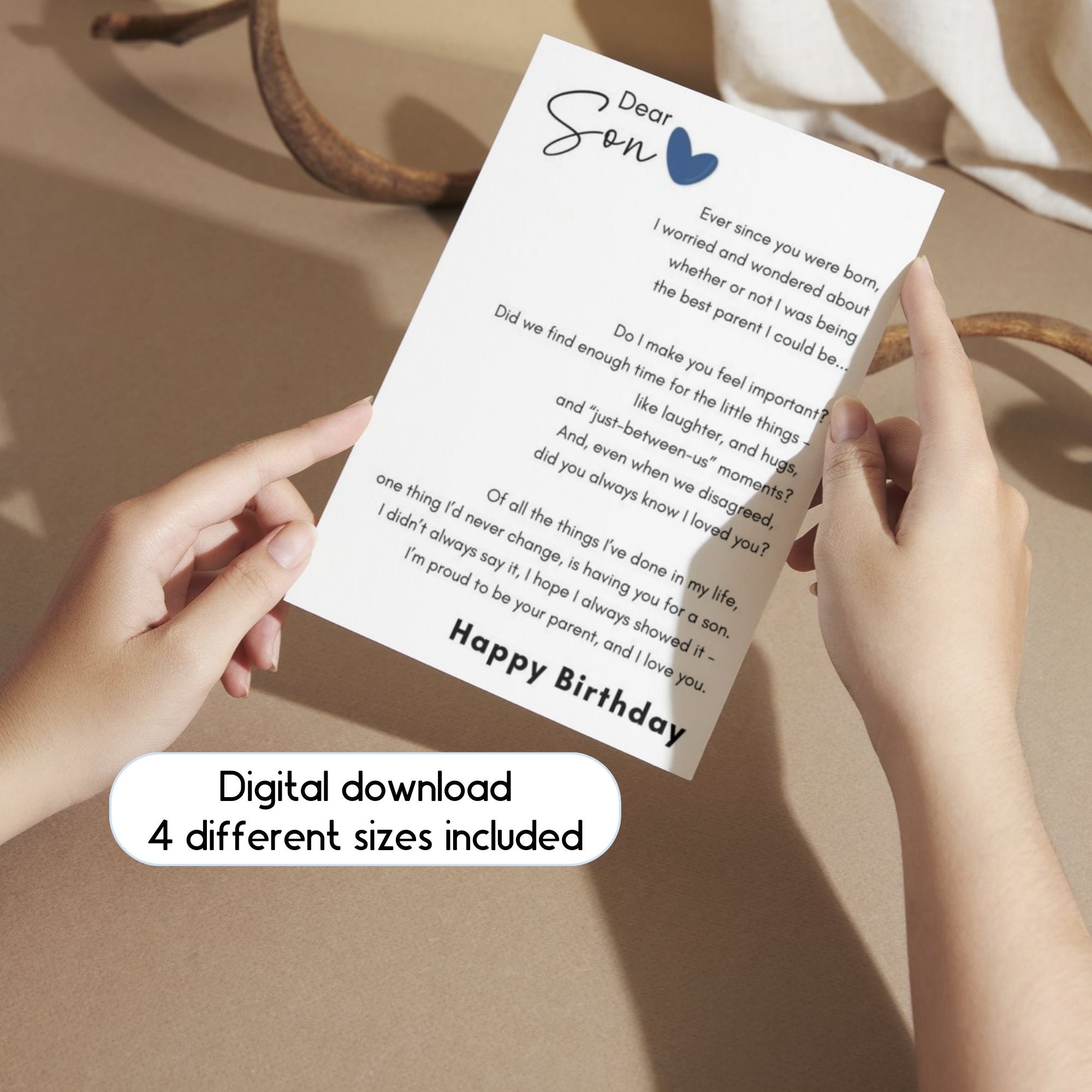 Son Birthday Card, Printable Birthday Card for Son, Touching Birthday ...