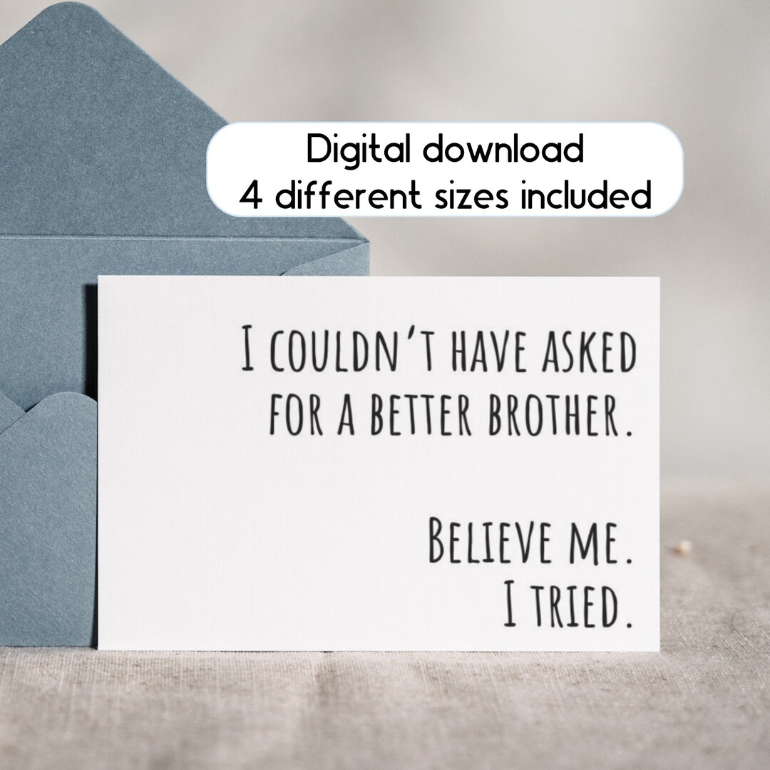 Brother Birthday Card, Printable Birthday Card for Brother Funny ...