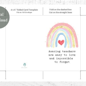 Printable Thank You Teacher Appreciation Card Digital Teacher Birthday ...