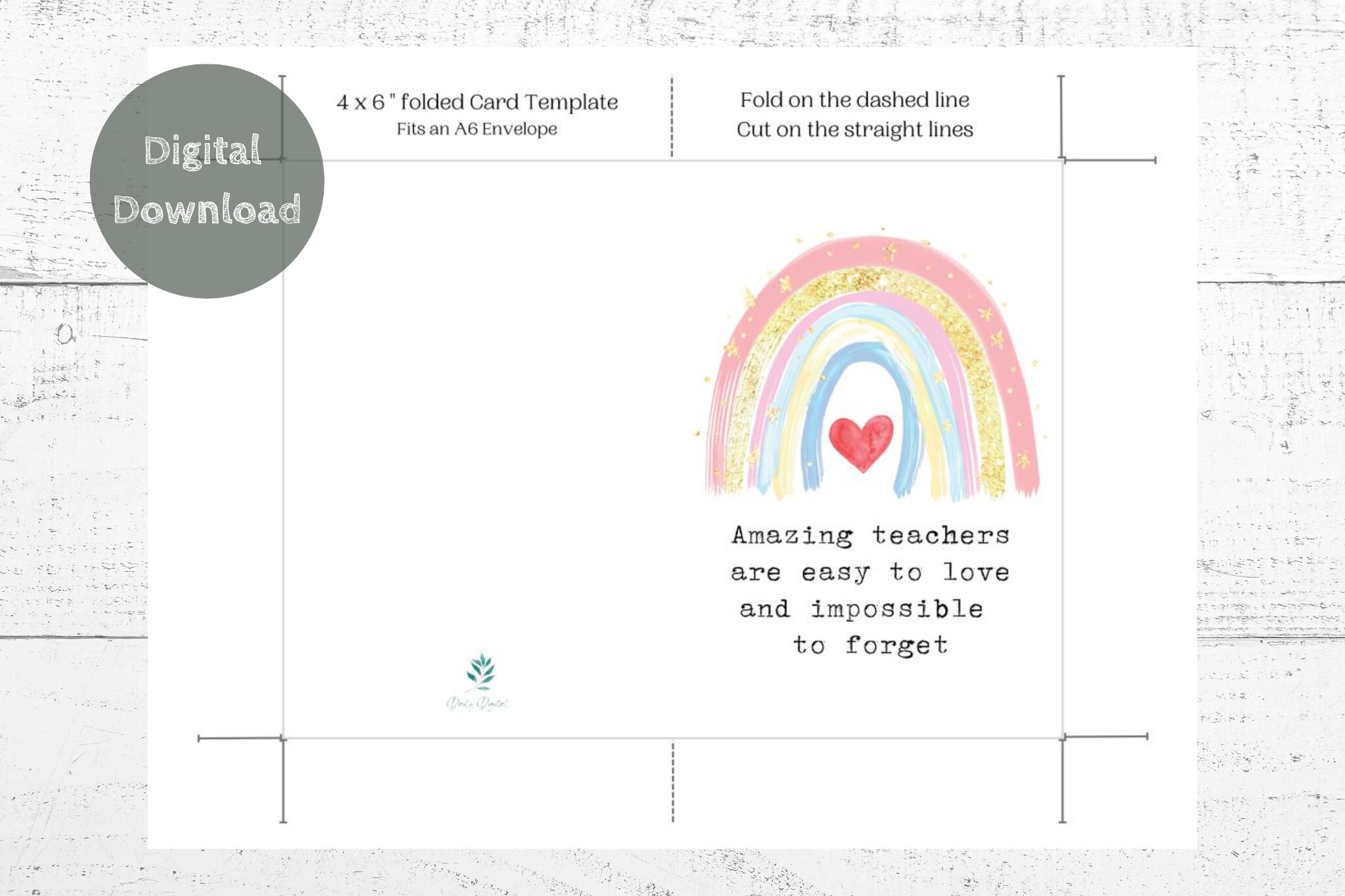 Printable Thank You Teacher Appreciation Card Digital Teacher Birthday ...