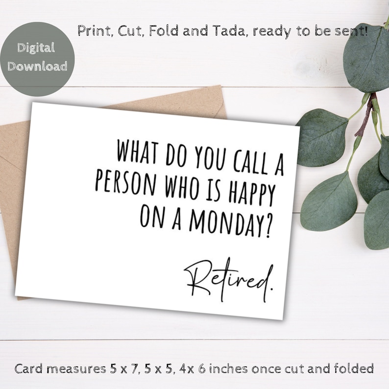 Printable Funny Retirement Card, Coworker Leaving Gift Happy Retirement ...