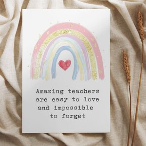 Printable Thank You Teacher Appreciation Card Digital Teacher Birthday ...