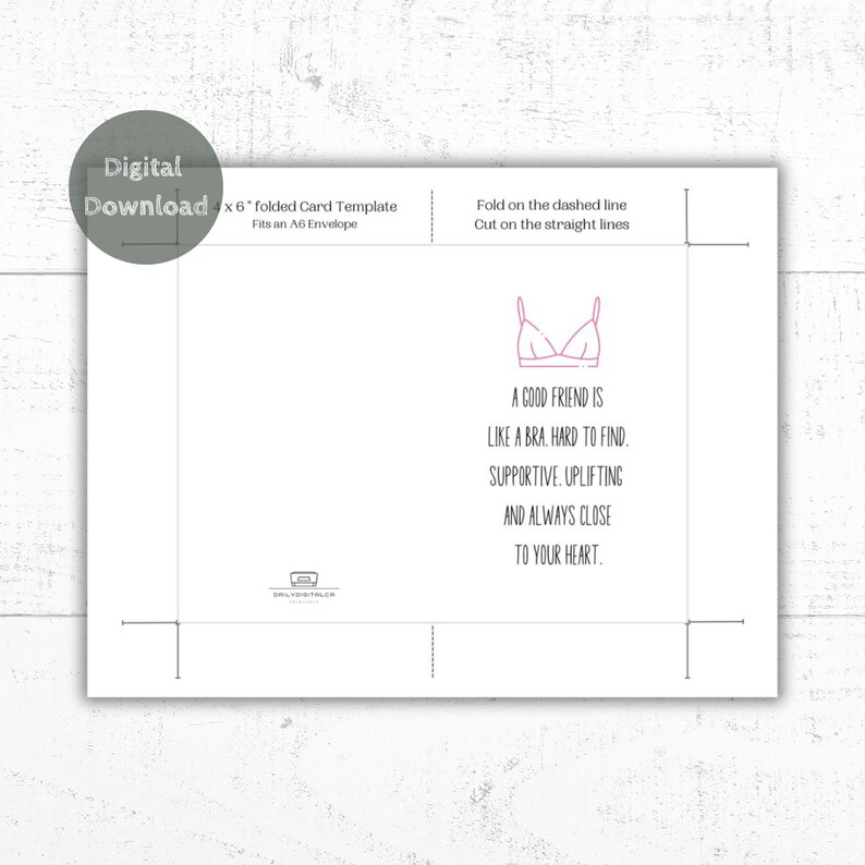 Printable Best Friend Card, Friend is Like a Bra, Just Because Card ...