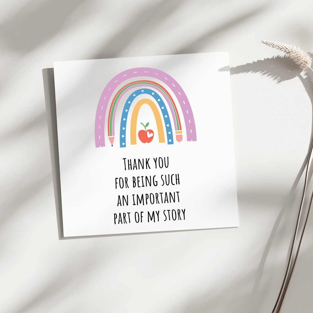 Printable Thank You Teacher Appreciation Card Digital Teacher Birthday ...