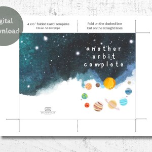 Space Birthday Card Printable Galaxy Theme Printable Solar System ...