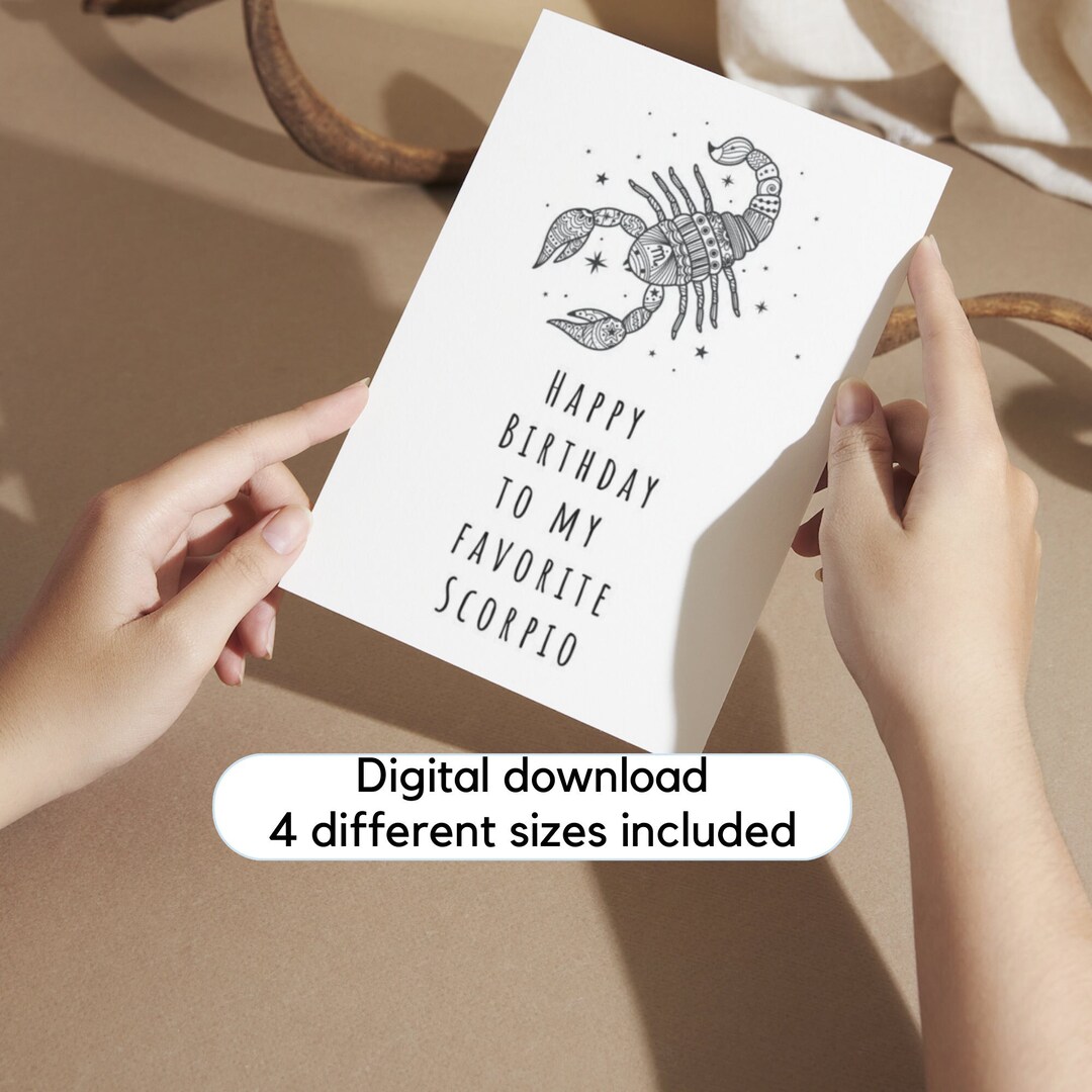 Scorpio Zodiac Birthday Card, Printable Zodiac Birthday Card, Birthday ...