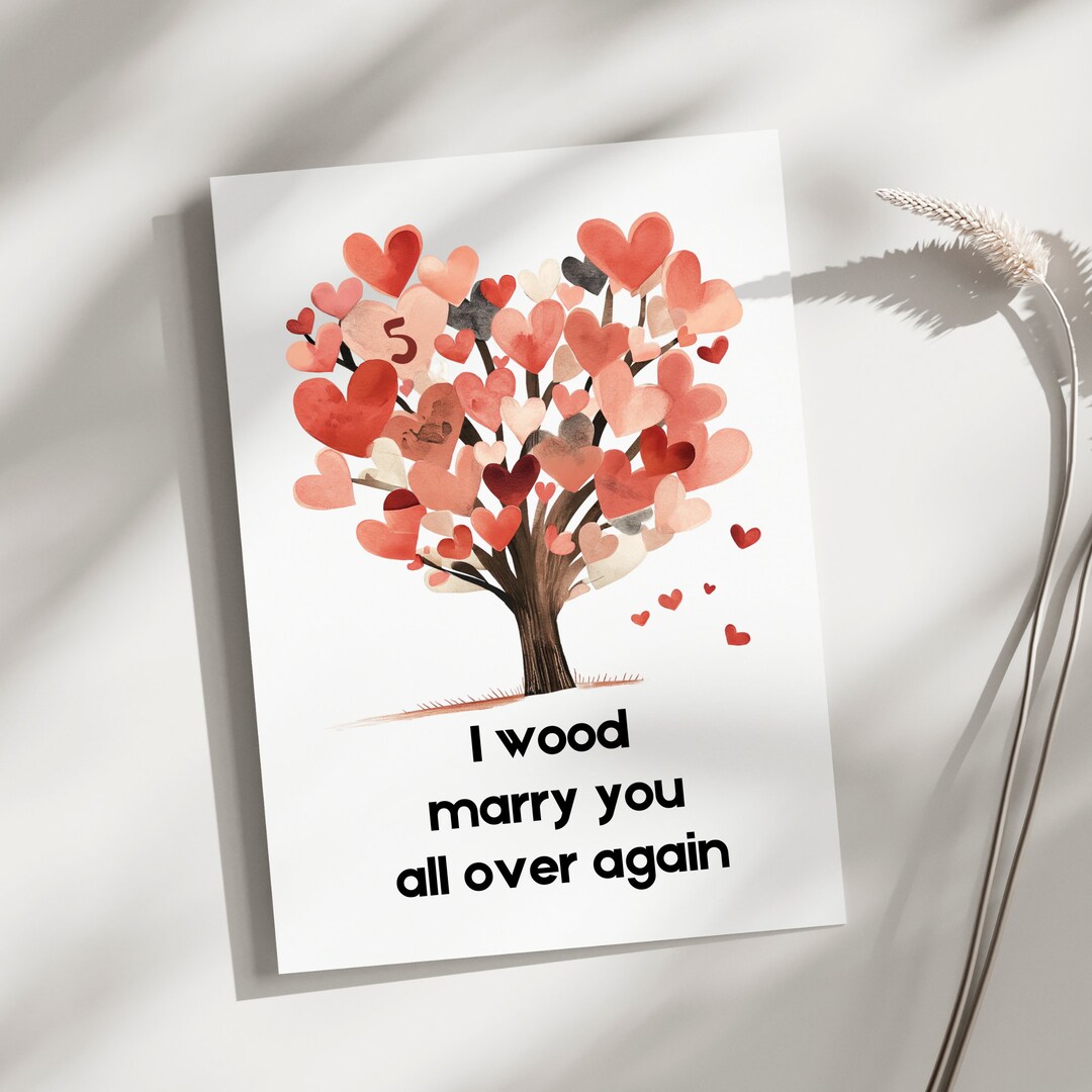 5th Year Anniversary Card, Wood Anniversary Card, Wood Marry You All ...