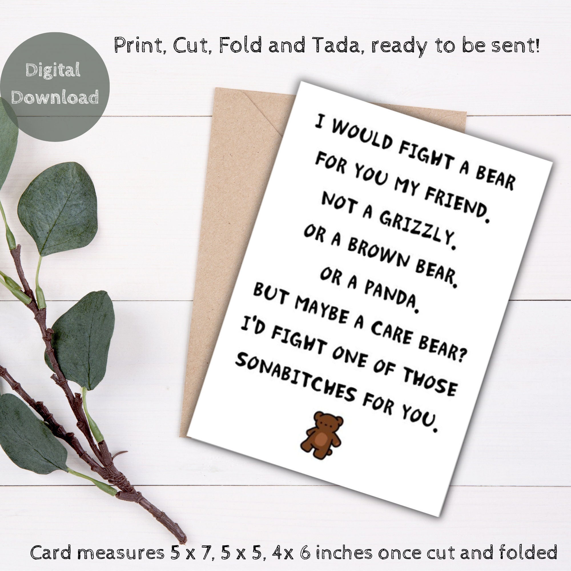 Printable Best Friend Card, Just Because Card, Bestie Birthday, Best ...