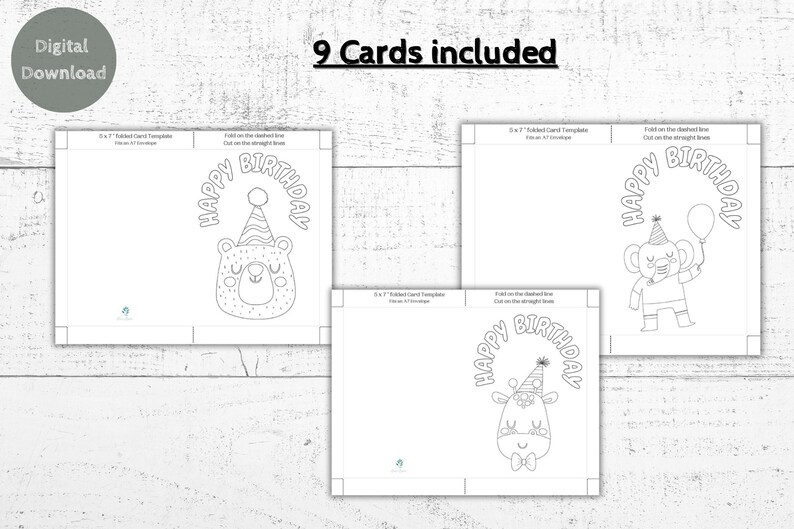 Printable Birthday Coloring Cards, Birthday Cards for Kids, Birthday ...