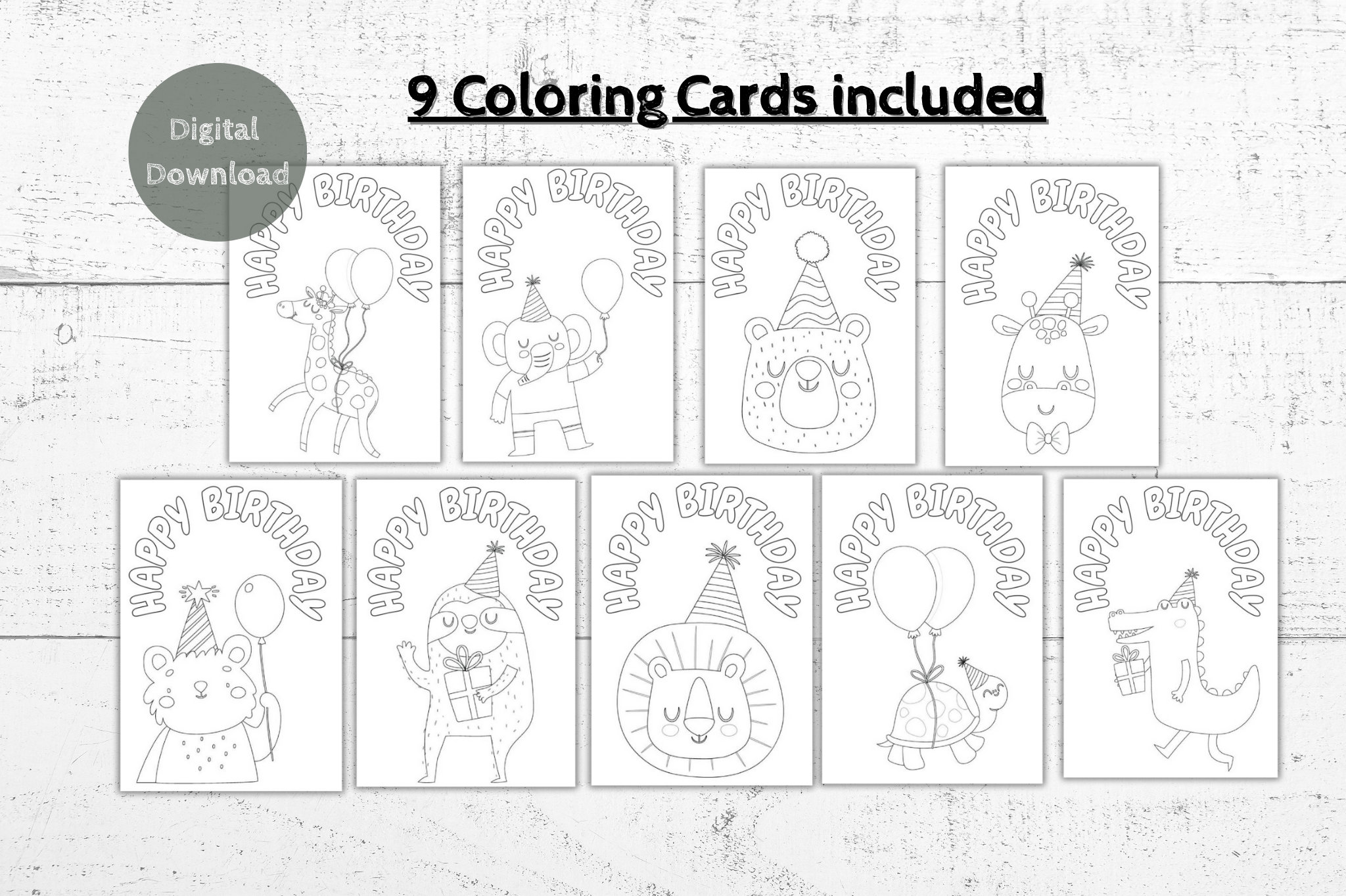 Printable Birthday Coloring Cards, Birthday Cards for Kids, Birthday ...