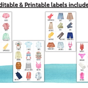 Printable Editable Watercolor Labels, Kids Clothes Dresser Toy ...