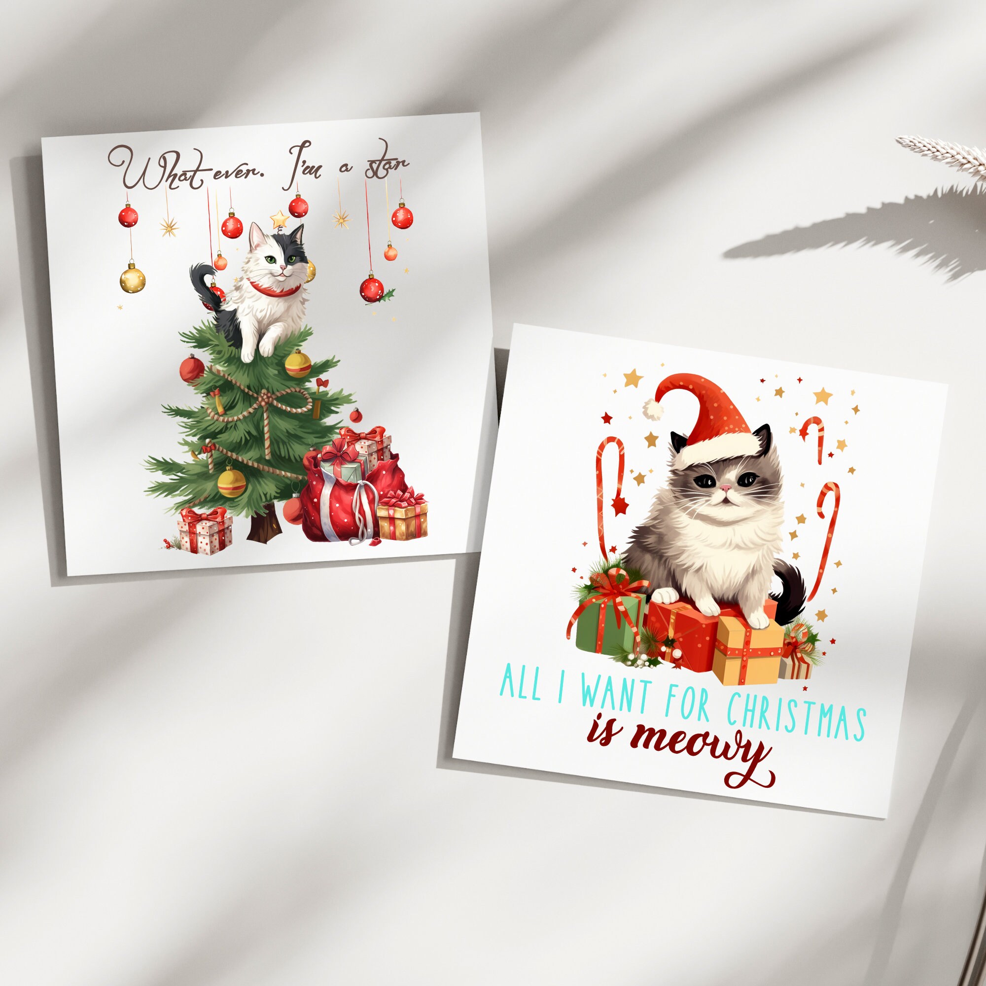 Printable Christmas Card Bundle, Merry Christmas Cards, Happy Holiday ...