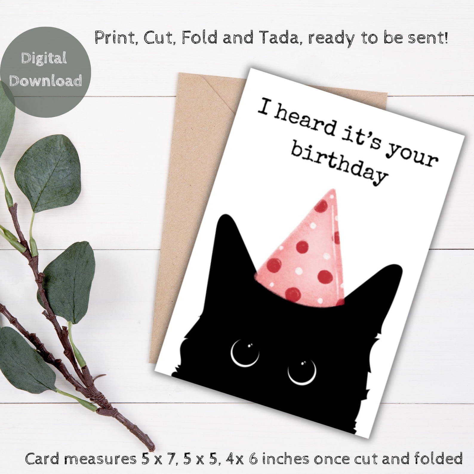 Printable Birthday Card, Digital Download Birthday Card, Digital Card ...