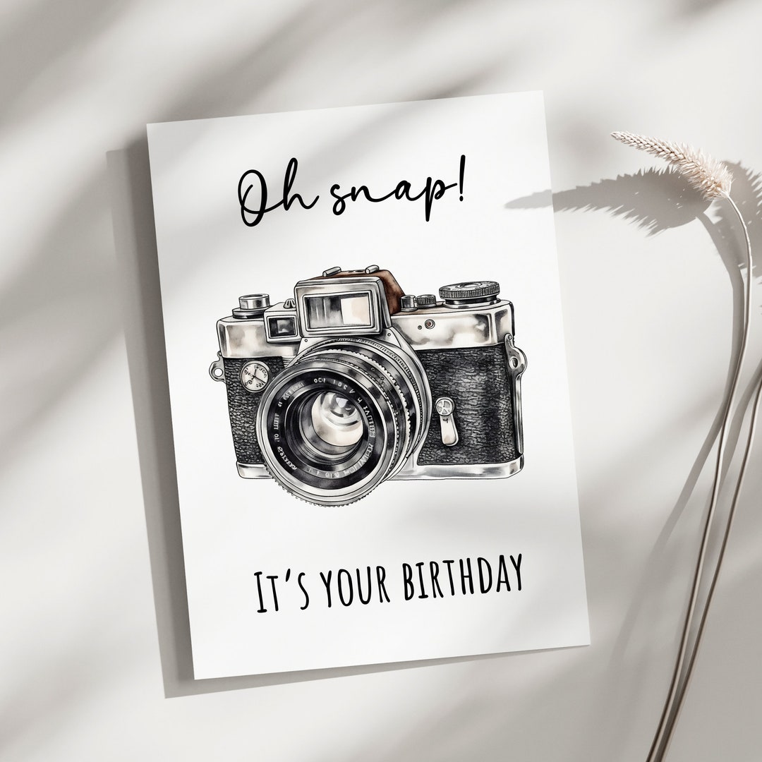 Printable Birthday Card, Printable Camera Birthday Card, Digital ...