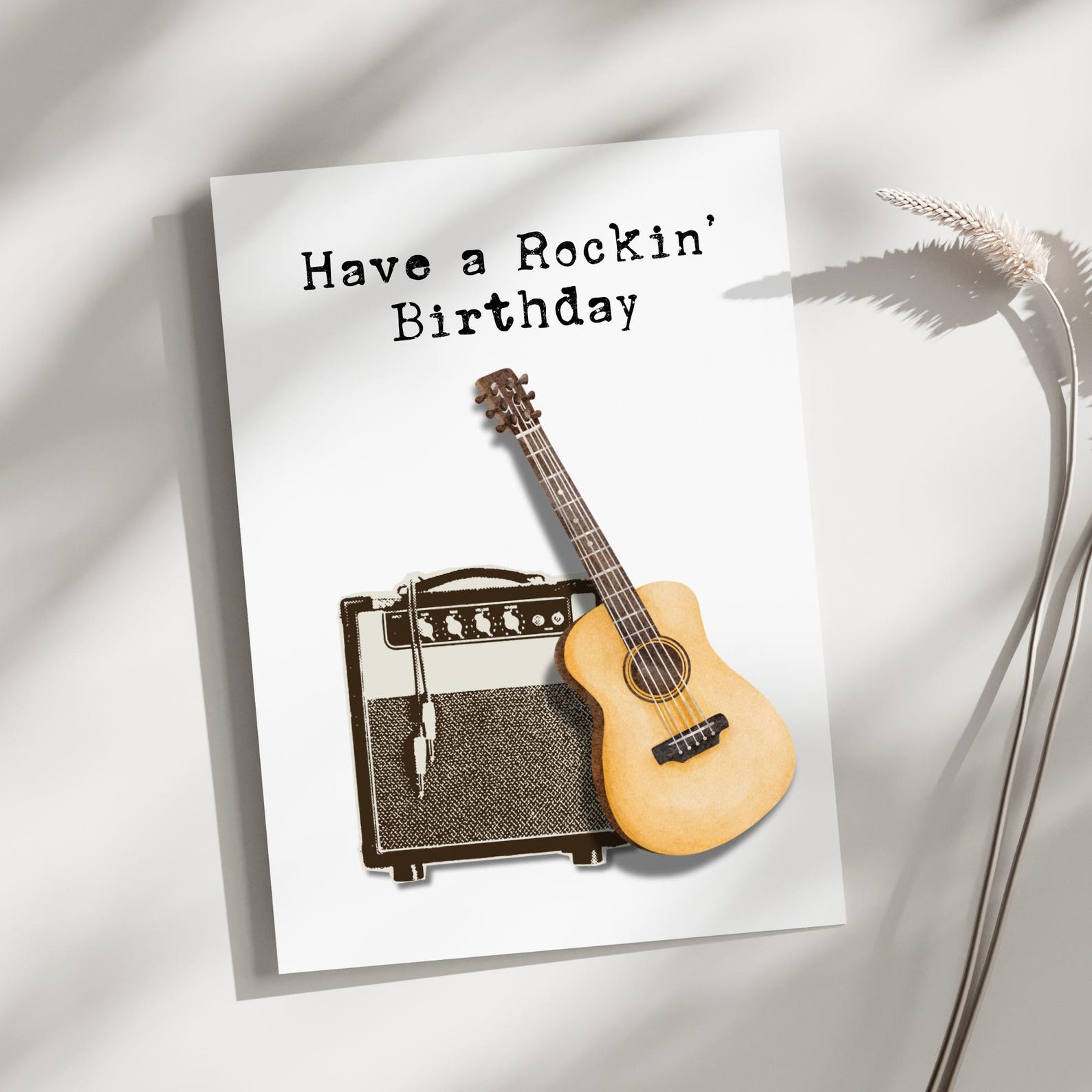 Guitar Birthday Card, Guitar Birthday Card for Him, Guitarist Birthday ...