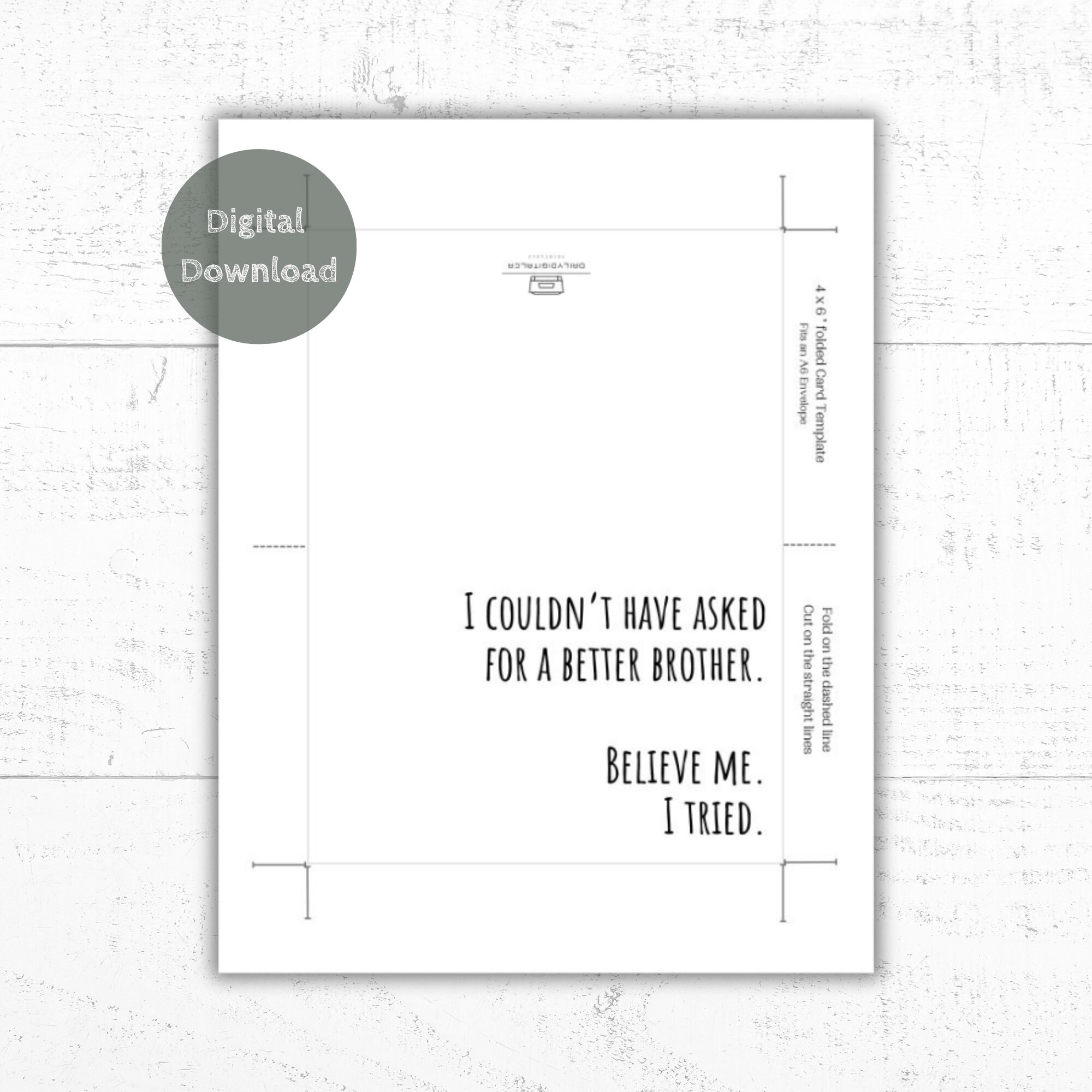Brother Birthday Card, Printable Birthday Card for Brother Funny ...