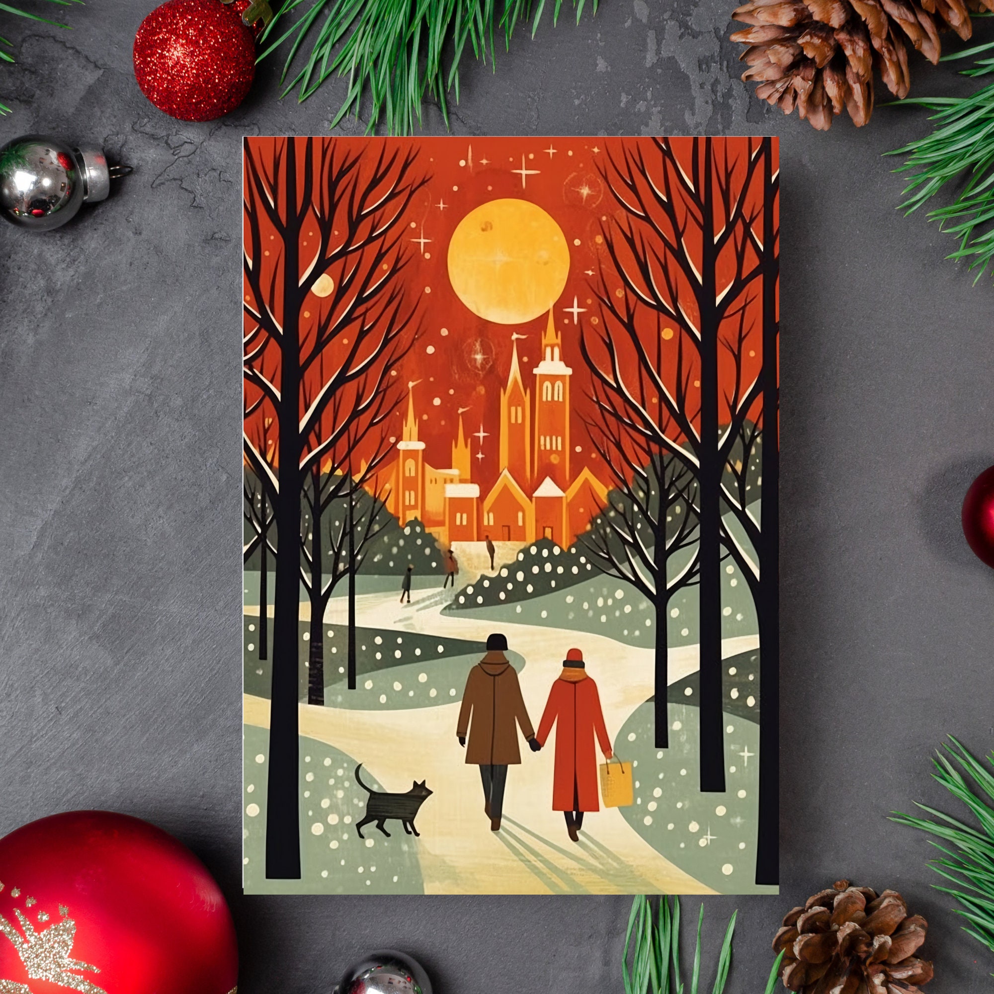 Printable Christmas Card Bundle, Merry Christmas Card Set, Happy ...