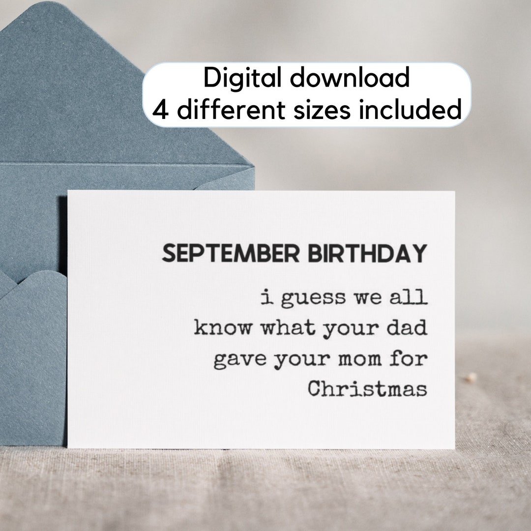 Printable Birthday Card, September Birthday Card, Funny Birthday Card ...