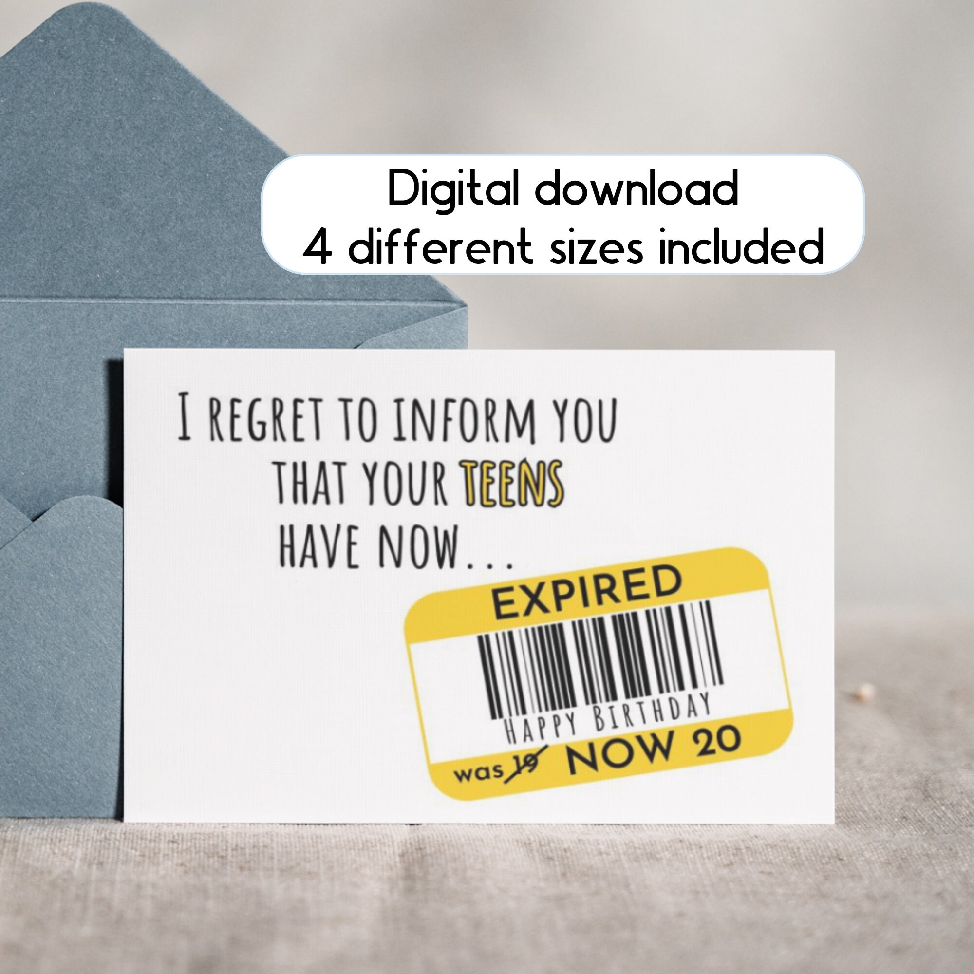 Funny 20th Birthday, Printable Birthday Card Funny Birthday Card, Teens ...