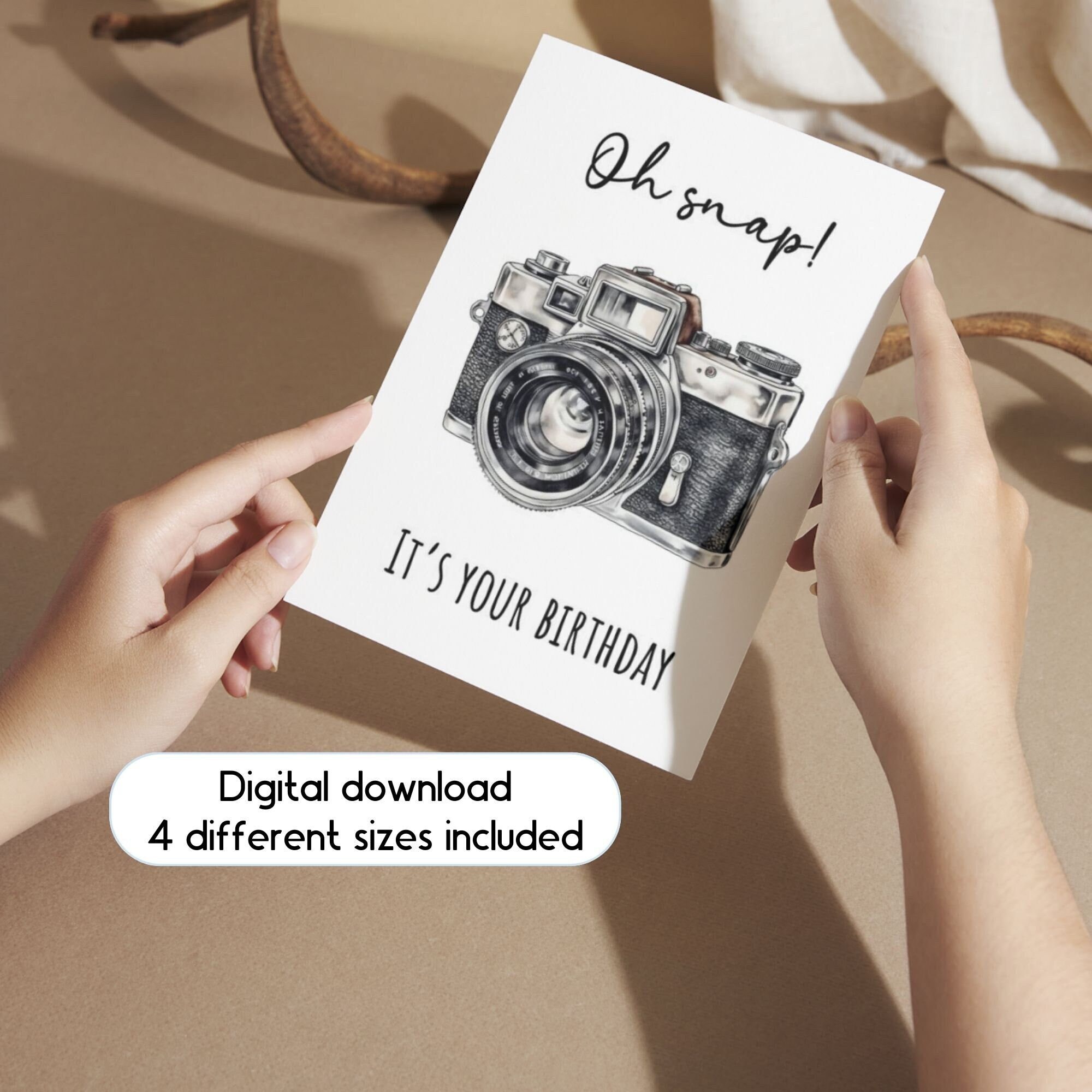 Printable Birthday Card, Printable Camera Birthday Card, Digital ...